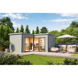 Nordic Holz Gartenhaus &raquo;DOMEO 6&laquo; in verschiedenen Farben grau Holzwerkstoff Fu&szlig;boden im Gartenhaus, ohne Dacheindeckung