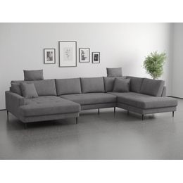 Wohnlandschaft TRENDS BY HG, B:360cm H:86cm T:195,5cm, grau, 90% Polyester;10% Nylon, Sofas, "Summer", U-Form, B: 360cm in Cord & Struktur