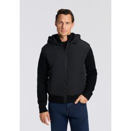 BOSS Orange Herren BOSS Orange Blouson &raquo;Kiaccio&laquo; mit Kapuze mit fester Kapuze, &Auml;rmel, R&uuml;ckteil und Kragen aus Strick schwarz 3XL