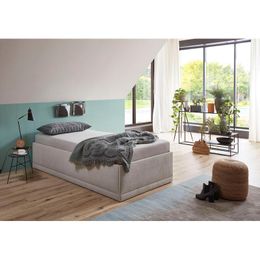 Westfalia Schlafkomfort Polsterbett &raquo;Texel&laquo; Standardh&ouml;he mit Zierkissen, Bettkasten bei Ausf&uuml;hrung mit Matratze beige Bezug Bett: Veloursstoff 100% Polyester oder Microfaser 