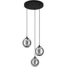 Eglo Pendelleuchte &raquo;ARISCANI&laquo; E27 1 Stk. Lampe f&uuml;r Esstisch, H&auml;ngeleuchte, Rauchglas schwarz transparent, E27 schwarz 3, &Oslash; 42,5cm H: 110cm, 1 Stk.