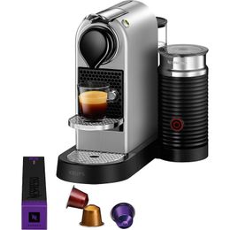 Nespresso Kapselmaschine &raquo;XN761B CitiZ & Milk von Krups&laquo; inkl. Aeroccino Milchaufsch&auml;umer, Willkommenspaket mit 7 Kapseln silber Einheitsgr&ouml;&szlig;e Kapselmaschine