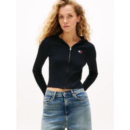 Tommy Jeans Damen Kapuzenstrickjacke &raquo;TJW HOOD ZIPPER RIB CARDIGAN&laquo; schwarz XS (34)