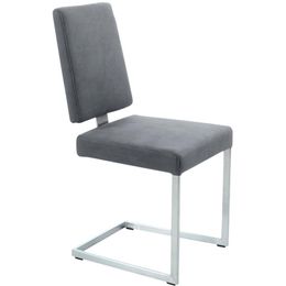 K+w Komfort & Wohnen K+W Komfort & Wohnen Freischwinger () stabiles Hochkantgestell, in Leder oder Microfaser blau B/H/T: 44cm x 96cm x 57cm, Microfaser Struktur 755