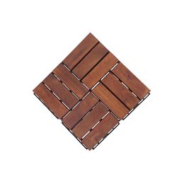 9er-Set Massivholz-Klickfliese aus Akazienholz, ca. 30 x 30 cm - Braun ge&ouml;lt