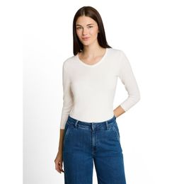 Tom Tailor Damen Tom Tailor Langarmshirt &raquo;Regular&laquo; mit V-Ausschnitt wei&szlig; S