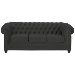Home Affaire Chesterfield-Sofa &raquo;New Castle&laquo; mit hochwertiger Knopfheftung in Chesterfield-Design, B/T/H: 203/86/72 grau B/H/T: 203cm x 72cm x 86cm, 