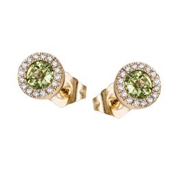 Firetti Damen Paar Ohrstecker "Schmuck Geschenk Gold 585 Ohrschmuck Ohrringe Kreis rund", 5,8mm, 0,08 SI = kleine Einschl&uuml;sse, Gelbgold 585, gr&uuml;n,