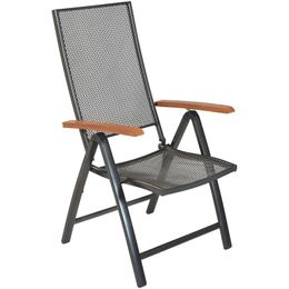 Merxx Gartensessel &raquo;&raquo;Thasos&laquo;&laquo; 1 Stk. tlg. klappbar, folierte Armlehnen grau Aluminium;folierte Armlehnen in Holzoptik B/H/T: 60,5cm x 100,5cm x 76,5cm