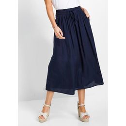bonprix Damen bonprix Maxirock aus Viskose, Maxil&auml;nge, lockere Passform, bedrucktes Design blau 46