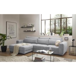 ED EXCITING DESIGN Ecksofa &raquo;Barura L-Form&laquo; mit 3 Nierenkissen grau 92% Polyester, 8% Nylon B/H/T: 333cm x 90cm x 194cm, Cord, Recamiere 