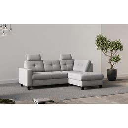 OTTO home Ecksofa &raquo;Varese&laquo; wahlweise mit Schlaffunktion und Bettkasten grau 95%Polyester 5%Polyamid B/H/T: 226cm x 91cm x 170cm, Flachgewebe LINO, 