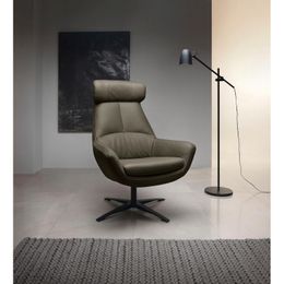 BETYPE Drehsessel &raquo;Be Organic High Back, Loungesessel, Hochlehnsessel&laquo; in elegantem Design mit Drehfunktion gr&uuml;n 100% Echtleder Semi-Anilin-Leder, 