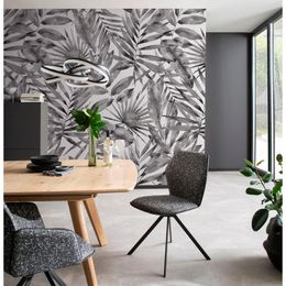 marburg Fototapete &raquo;Expedition&laquo; matt glatt Blattmuster moderne Tapete f&uuml;r Wohnzimmer Schlafzimmer K&uuml;che grau Vlies B/L: 2,65m x 3,4m, Rollen: 1