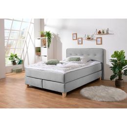 Home Affaire Boxspringbett &raquo;Fargo&laquo; inkl. Topper, in 3 Matratzenarten, in Samt- oder Strukturstoff grau Struktur fein (100% Polyester);Samtstoff (100% 