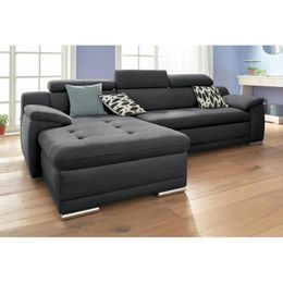Sit & More sit&more Ecksofa &raquo;Andiamo L-Form&laquo; wahlweise mit Schlaffunktion, inklusive Kopfteilverstellung schwarz Kunstleder SOFTLUX ;Luxus-Microfaser ALTARA 
