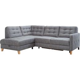 exxpo - sofa fashion Ecksofa &raquo;Elio, kompakt & bequem, zeitloses Design, Breite 228cm, L-Form&laquo; wahlweise mit Bettfunktion und Bettkasten grau B/H/T: 
