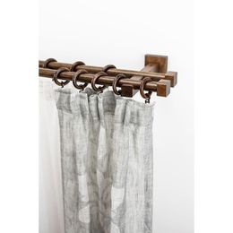 Garesa Gardinenstange &raquo;CUBUS&laquo; &Oslash; 20 mm 2 l&auml;ufig-l&auml;ufig Wunschma&szlig;l&auml;nge Vorhanggarnitur, verl&auml;ngerbar, Endkappe, mit Ringe braun Holzwerkstoff B/L: 250cm