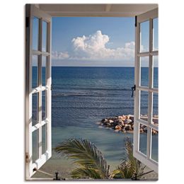 Artland Wandbild &raquo;Fenster zum Paradies&laquo; Fensterblick 1 Stk. tlg. als Alubild, Leinwandbild, Poster in verschied. Gr&ouml;&szlig;en blau B/H/T: 30cm x 40cm, Leinwandbild 