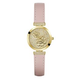 Guess Damen Quarzuhr &raquo;ARRAY&laquo; Armbanduhr, Damenuhr, Lederarmband, analog gold Einheitsgr&ouml;&szlig;e