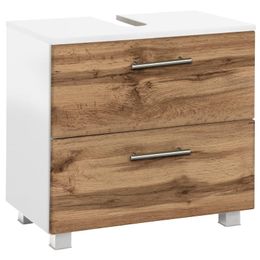 Welltime Waschbeckenunterschrank &raquo;Trento, verschiedene Ausf&uuml;hrungen und Farben&laquo; Badm&ouml;bel, Breite 60 cm braun MDF wei&szlig;, B/H/T: 60cm x 54cm x 35cm