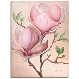 Artland Wandbild &raquo;Magnolienbl&uuml;ten&laquo; Blumen 1 Stk. tlg. als Leinwandbild, Poster in verschied. Gr&ouml;&szlig;en pink Leinwand B/H/T: 45cm x 60cm, Leinwandbild Blumen 