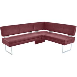 K+w Komfort & Wohnen K+W Komfort & Wohnen Eckbank langer Schenkel links oder rechts, mit dekorativen Distanzhalter rot B/H/T: 199cm x 89cm x 158cm, Leder Longlife BRONCO, 