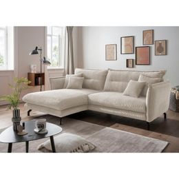 Home Affaire Ecksofa &raquo;Lazio modern und bequem, schmale Armlehnen, tolle Detailverarbeitung&laquo; zwei verschiedene Fu&szlig;farben w&auml;hlbar beige 93% Polyester, 7