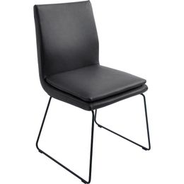 K+w Komfort & Wohnen K+W Komfort & Wohnen Esszimmerstuhl &raquo;Creso Lederstuhl&laquo; () mit Sitzkissen und Rundrohrkufe in Metall schwarz Struktur schwarz Bronco: Nappaleder 
