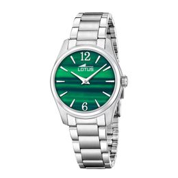 Lotus Damen Quarzuhr &raquo;Classic Steel&laquo; Armbanduhr, Damenuhr, Edelstahlarmband, analog gr&uuml;n Einheitsgr&ouml;&szlig;e