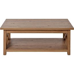 Jahnke Couchtisch &raquo;CHALET COFFEE&laquo; 1 Stk. tlg. Couchtisch, Kaffetisch, mit Ablageboden, Landhausstil, X-Design braun B/H/T: 110cm x 42cm x 57cm, Montana Eiche