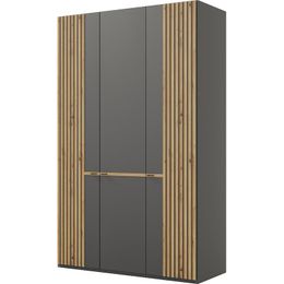 Musterring Kleiderschrank &raquo;Isabelle&laquo; Lamellen in Eiche, Griffe in schwarz, verschiedene Gr&ouml;&szlig;en und Farben grau Hartfaserplatte, Holzwerkstoff Graphit-Dekor, B/H/