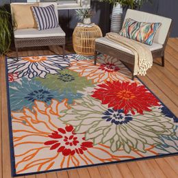 Sanat Teppich &raquo;Floral 2 Outdoor, auch als L&auml;ufer und rund&laquo; rechteckig 6 mm H&ouml;he In- und Outdoor geeignet, Blumen, Balkon, Terrasse, Au&szlig;enbereich bunt 