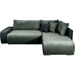 Collection AB Ecksofa &raquo;Poppy L-Form, B: 227 cm&laquo; Schlaffunktion, Bettkasten & 1 Zierkissen gr&uuml;n 100%Polyester B/H/T: 227cm x 41cm x 169cm, Cord 