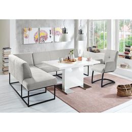exxpo - sofa fashion Eckbank &raquo;Affogato, bequem und elegant, hochwertige Detailverarbeitung&laquo; Frei im Raum stellbar grau Struktur: Webvelour 100% 