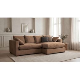 Ecksofa OTTO HOME, B:266cm H:80cm T:153cm, braun, 100% Polyester, Wohnzimmer, Sofas, "Coray", Breite 266 cm, extra weich und kuschelig, mit Federn