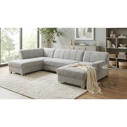 OTTO home Wohnlandschaft &raquo;Lolland 296 x 195 cm, modern, mit Steppungen, gem&uuml;tlich&laquo; mit Schlaffunktion, U-Form, aus Pet Friendly Bezug grau 100% 