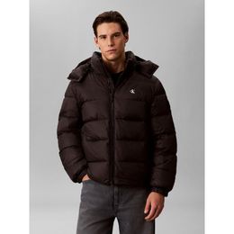 Calvin Klein Jeans Herren Steppjacke mit Kapuze Regular Fit, warm wattiert, Logo-Stickerei schwarz S