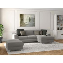 Sit & More sit&more Ecksofa &raquo;Dundee L-Form&laquo; mit Federkern und Edelstahlf&uuml;&szlig;en, wahlweise mit Kopfteilverstellung grau B/H/T: 264cm x 86cm x 175cm, Struktur, 