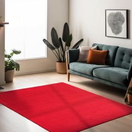 Ayyildiz Teppiche Teppich &raquo;SKY 5400, auch als L&auml;ufer und in Rund erh&auml;ltlich&laquo; rechteckig 7 mm H&ouml;he besonders weich, Softflor, waschbar, rutschfest, uni, Wohnzimmer rot 