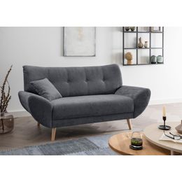 Polstergarnitur Home Affaire, H:82cm T:87cm, grau, 100% Polyester, Sitzm&ouml;bel-Sets, "Basta"