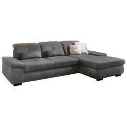 Die PlanBar Ecksofa &raquo;MP-IN16012 L-Form, mit Kaltschum-Polsterung&laquo; inkl. Sitztiefenverstellung, wahlweise mit weiteren Funktionen grau 85% Polyester;15