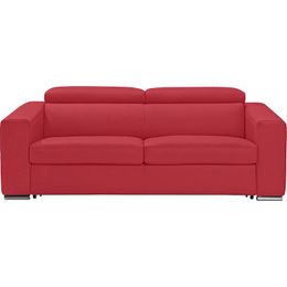 Egoitaliano 2,5-Sitzer &raquo;Cabiria, Design und super Sitzkomfort&laquo; inkl. manuell verstellbarer Kopfst&uuml;tzen, mit Metallf&uuml;&szlig;en rot B/H/T: 226cm x 97cm x 103cm, Leder 