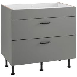 Optifit Kochfeldumbauschrank &raquo;Elga&laquo; mit Soft-Close-Funktion, h&ouml;henverstellbaren F&uuml;&szlig;e, Breite 90 cm grau Holzwerkstoff basaltgrau, B/H/T: 90cm x 87cm x