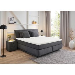 Jockenh&ouml;fer Boxspringbett &raquo;"Carla", wahlweise mit oder ohne Bettkasten&laquo; inkl. 4 Kissen, erh&auml;ltlich in den Breiten 160 & 180cm grau Topper: 100% Polyurethan, Bezug