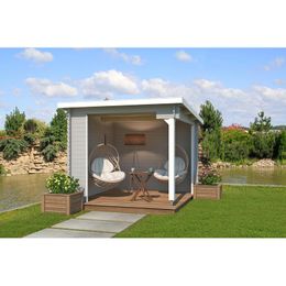 Lasita Maja Gartenhaus &raquo;Unterstand/Lounge Buffalo 275&laquo; Unterstand / Lounge 28mm grau Massivholz ohne Dacheindeckung