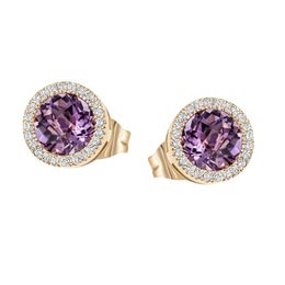 Firetti Damen Paar Ohrstecker &raquo;Schmuck Geschenk Gold 585 Ohrschmuck Ohrringe Kreis rund&laquo; mit Amethyst - mit Brillanten lila 7,3mm, 0,12 SI = kleine 