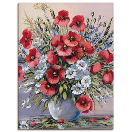 Artland Wandbild &raquo;Rote Mohnblumen&laquo; Blumen 1 Stk. tlg. als Leinwandbild, Poster in verschied. Gr&ouml;&szlig;en rot Leinwand B/H/T: 30cm x 40cm, Leinwandbild Blumen 