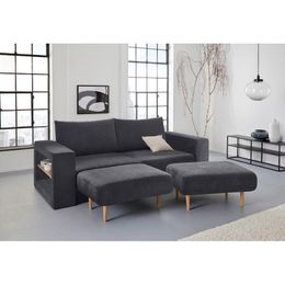 LOOKS by Wolfgang Joop 3,5-Sitzer &raquo;Looksvb&laquo; Verwandlungssofa: aus Sofa wird Sofa mit 2 Hockern, mit Regalfunktion blau B/H/T: 232cm x 96cm x 107cm, 