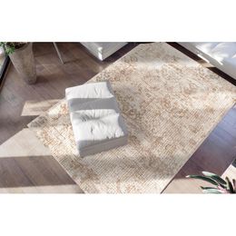Padiro Teppich &raquo;Puerto 225&laquo; rechteckig 10 mm H&ouml;he Kurzflor, Viskose, Wohnzimmer, weicher Handweb, Vintage Optik beige Viskose B : 80cm 1 Stk., 10mm, L: 150cm